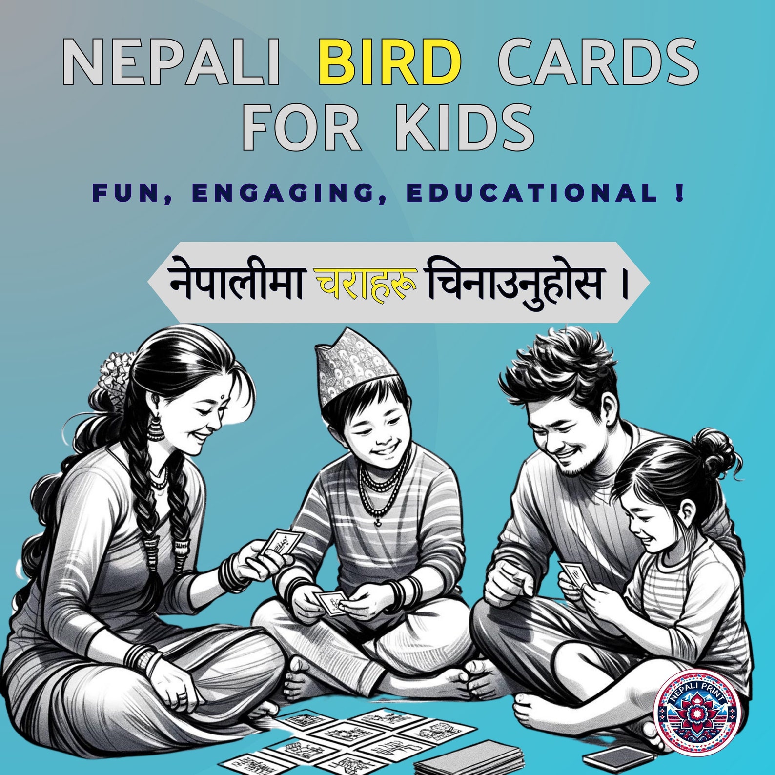 Nepali Birds Flashcards for Kids, Digital Download, Educational ...
