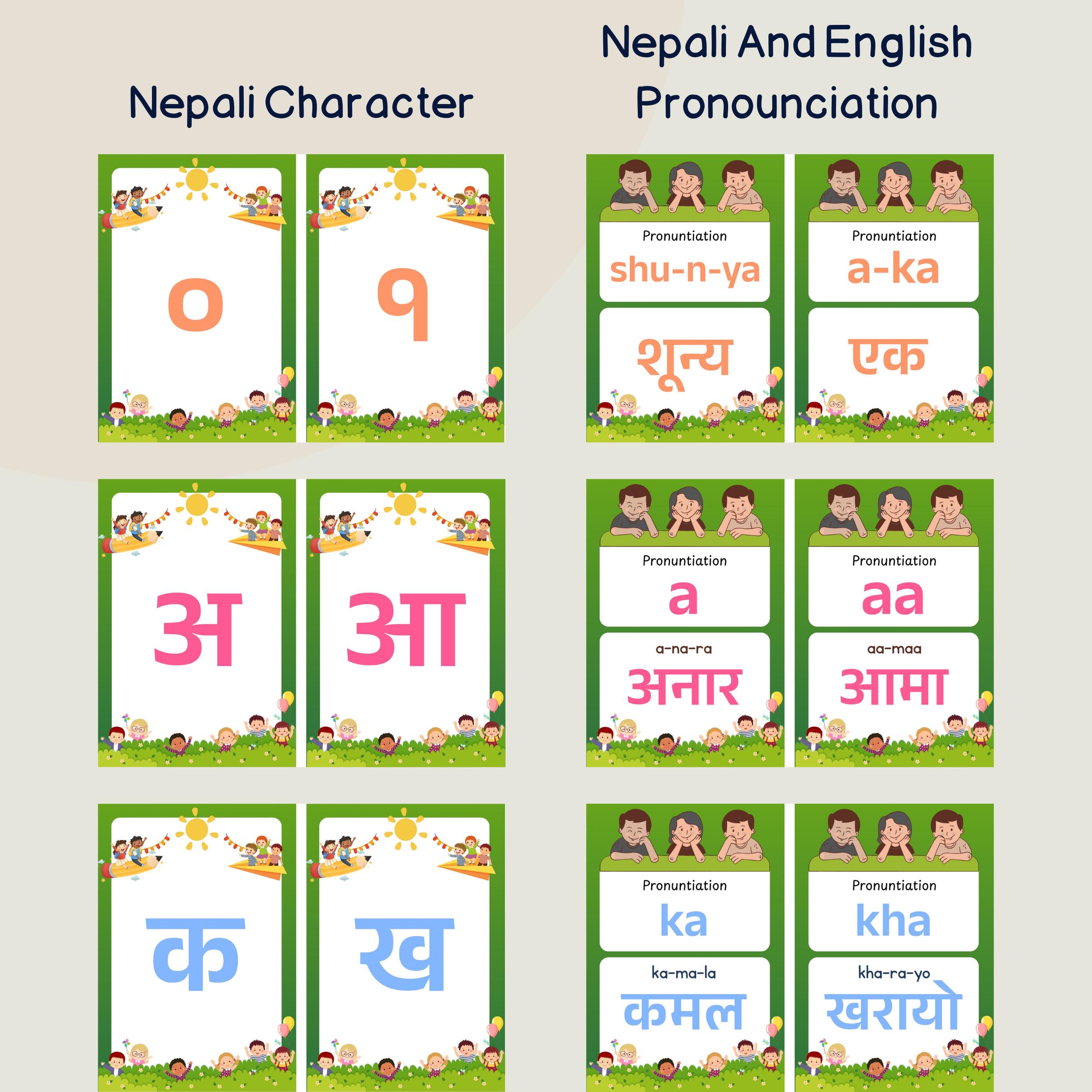 Printable Nepali Alphabets & Numbers Nepali Learning Card, Nepali ...
