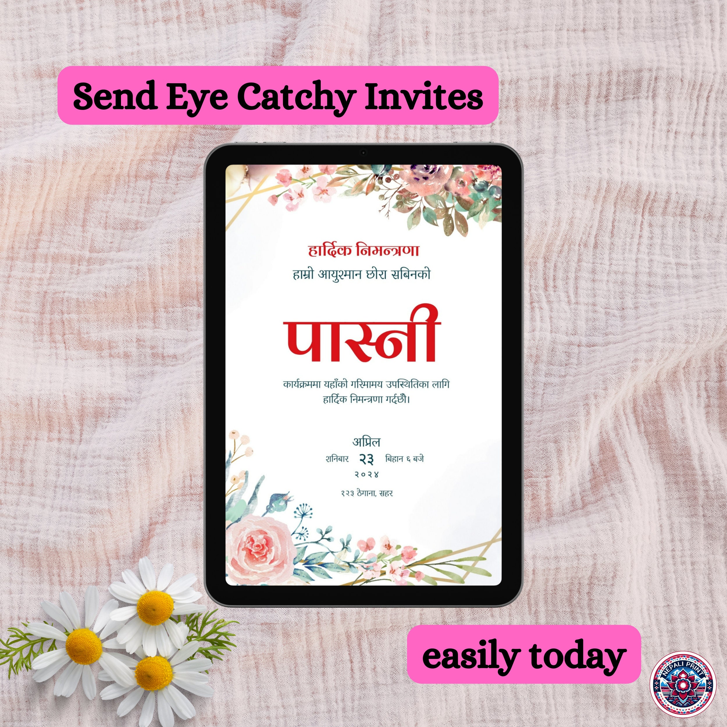 Nepali Pasni Invitation Card: Customizable Rice Feeding Ceremony ...