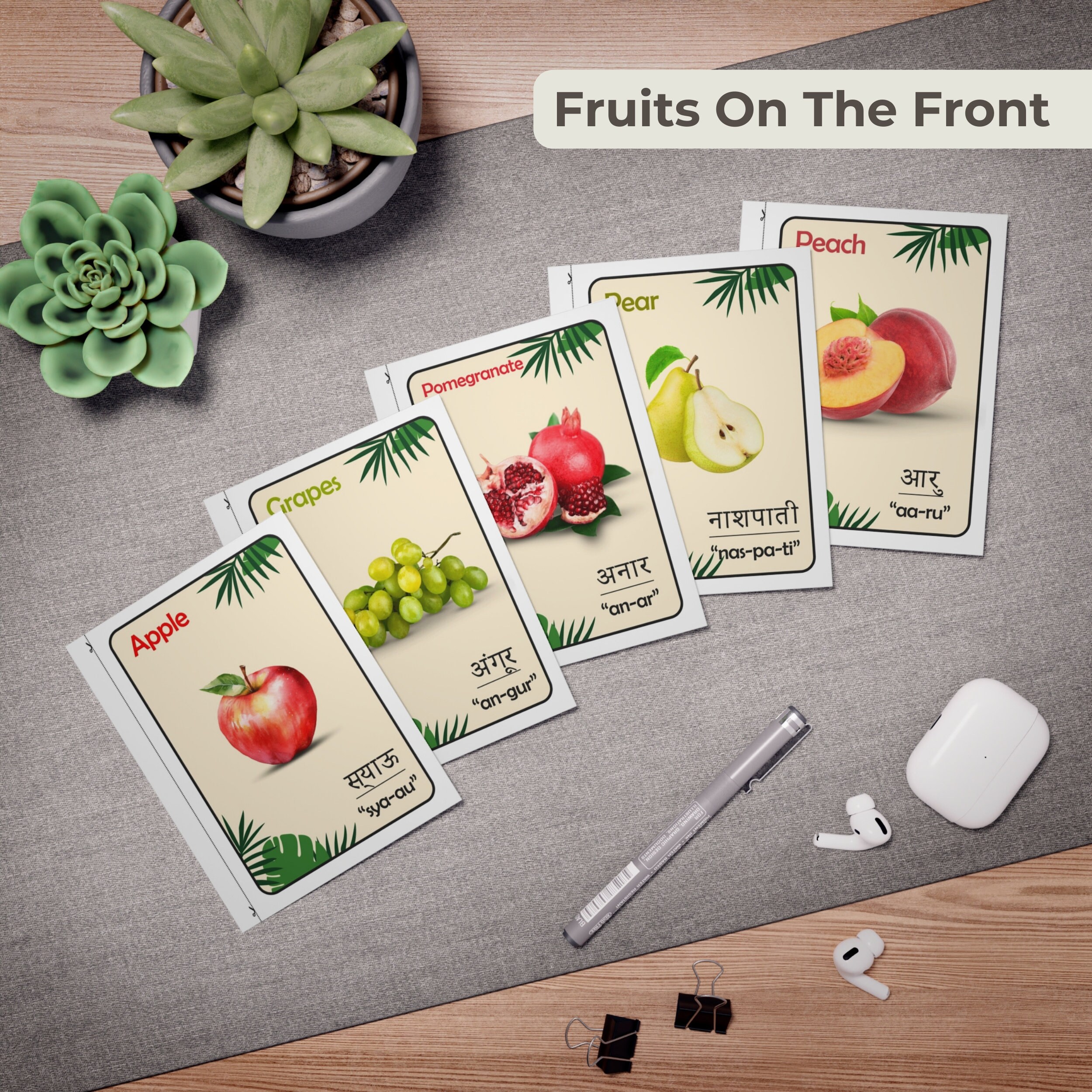 Printed Nepali Fruits Flashcards for Nepali Kids, Nepali Language ...