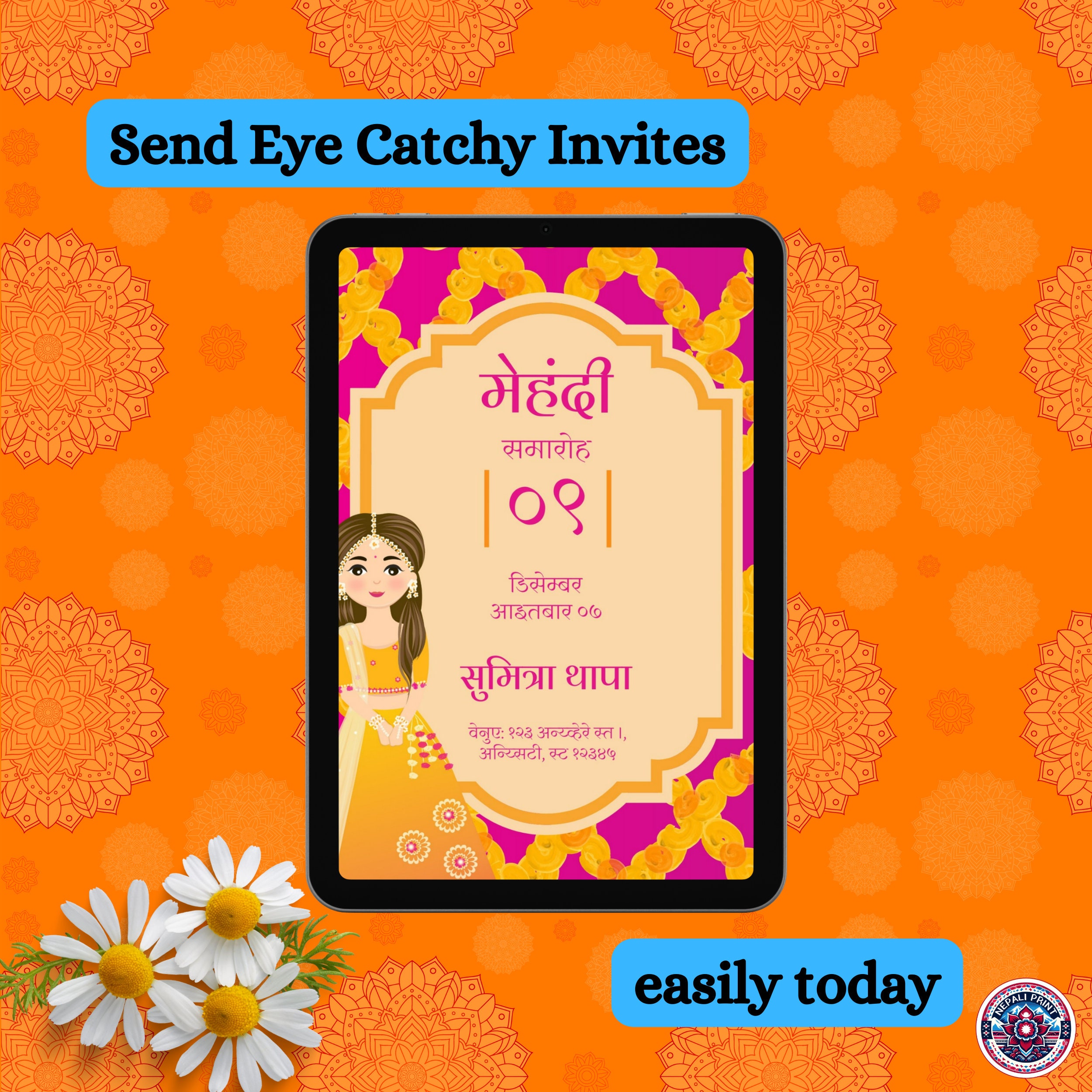 Mehendi Invitation Card, Customizable Digital Video Invitation Card ...