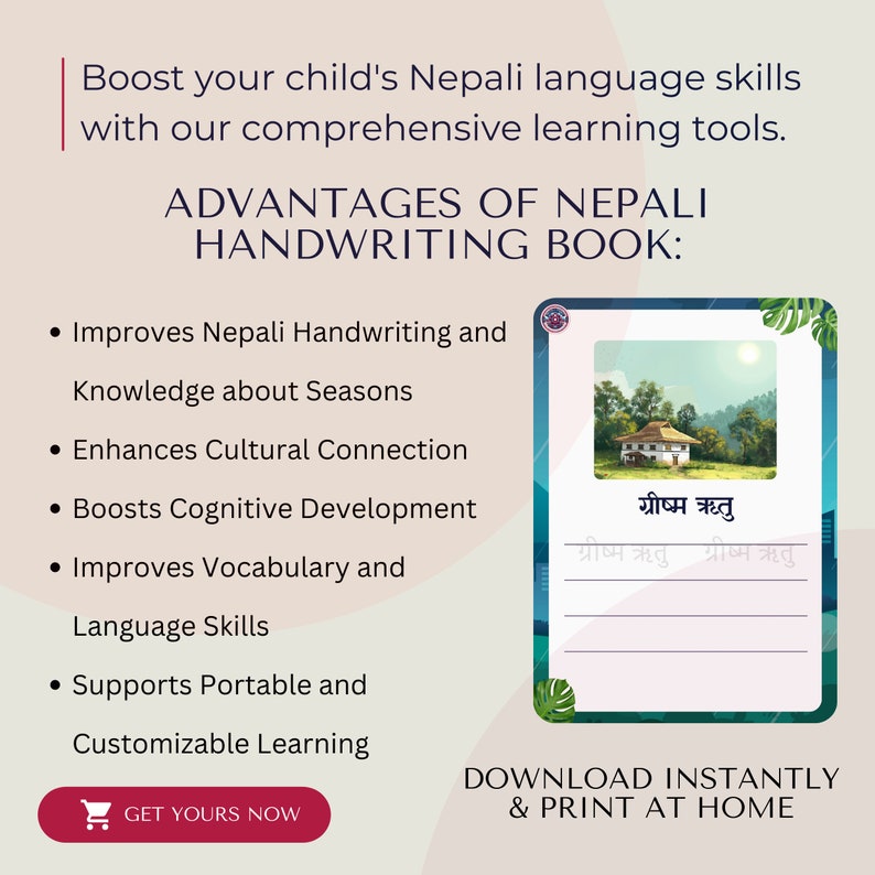 Printable Nepali Seasons Handwriting Practice Book: Kids Language ...