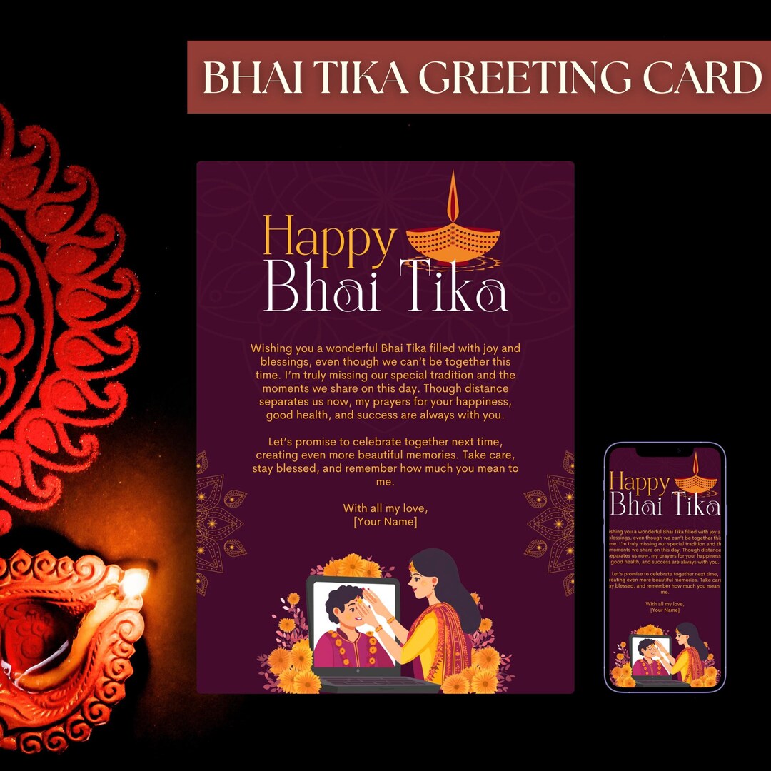 Tihar Bhai Tika Greeting Card, Nepali Greeting Card, Personalized ...