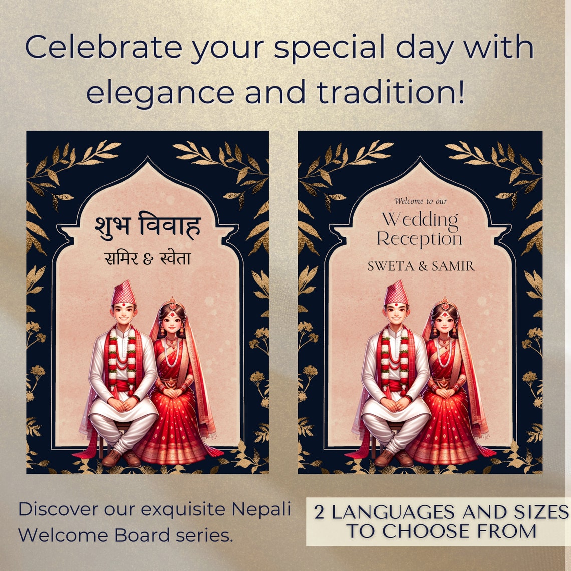 Personalized Nepali Wedding Welcome Canvas Board - Etsy