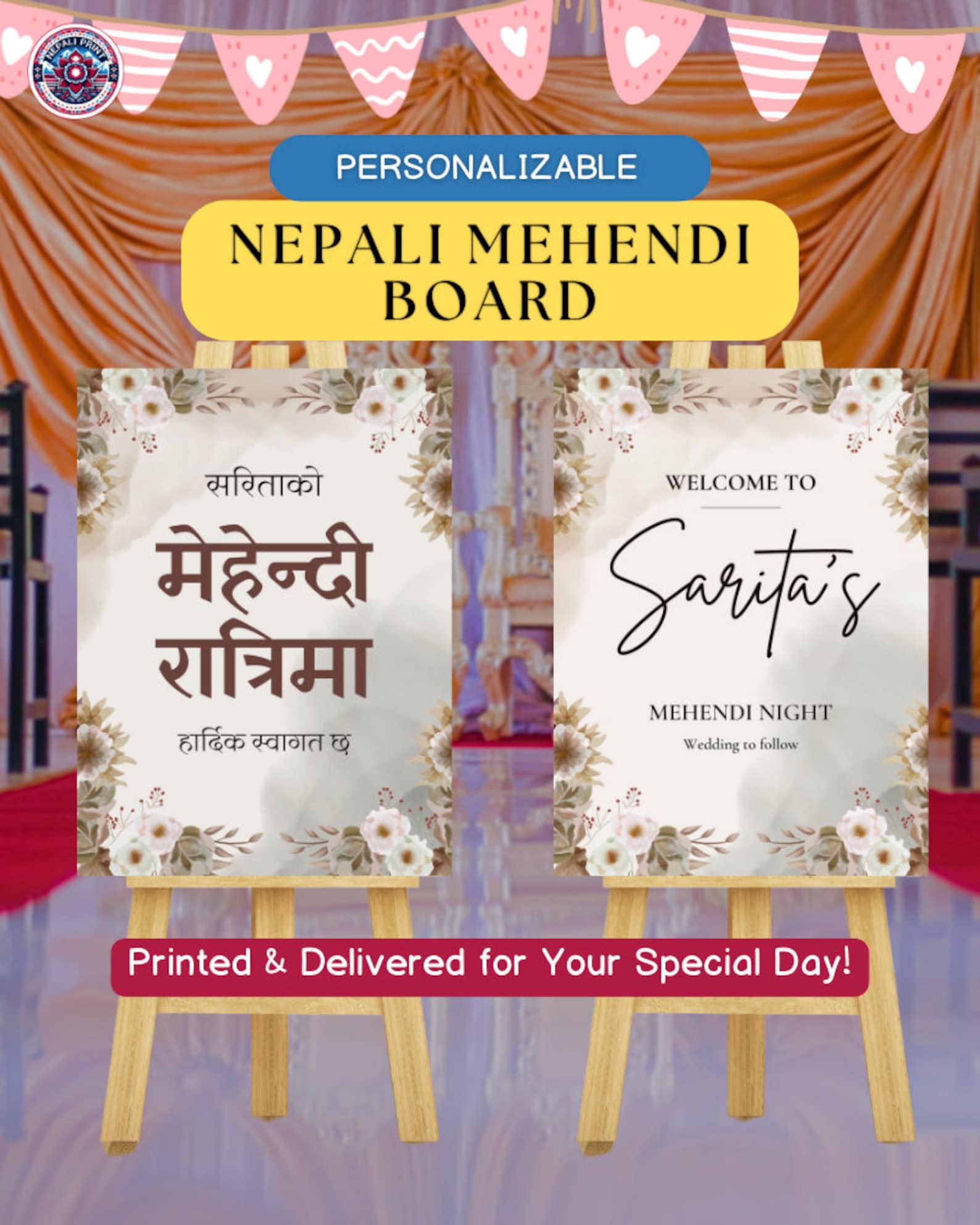 Personalized Mehendi Welcome Board: Nepali Wedding Decor - Etsy