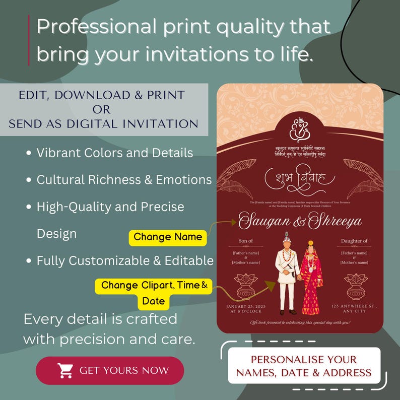 Traditional Nepali Wedding Invitation Card (digital Invitation Video ...