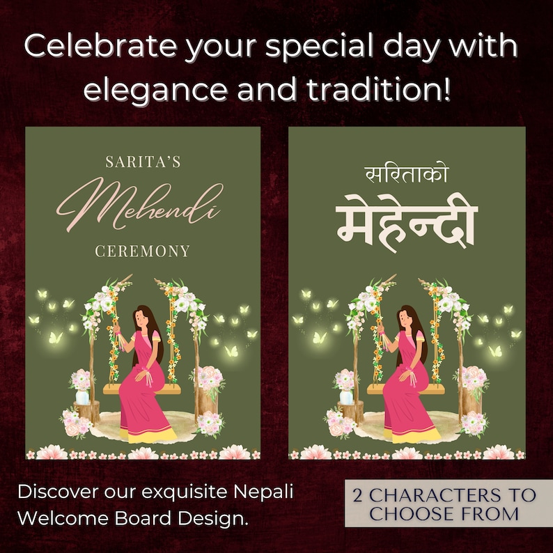 Printable Nepali Mehendi Welcome Board: Customizable Design (digital ...