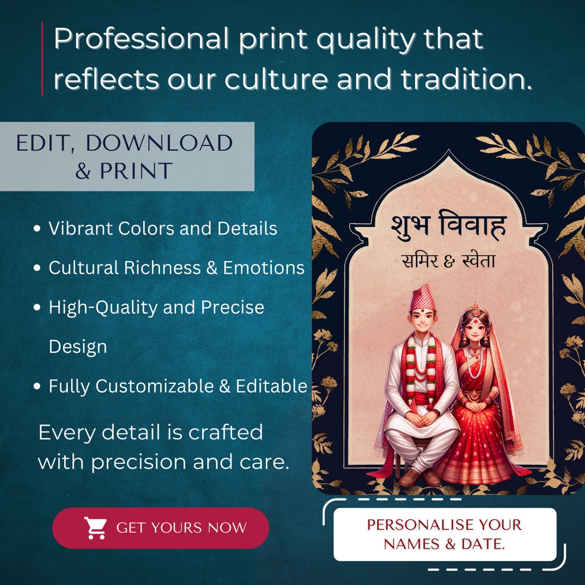 Printable Nepali and English Wedding Board, Choose Your Ethnic Clipart ...