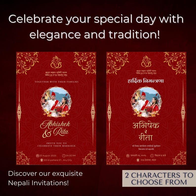 Nepali Wedding Invitation Card, Digital Invitation, Nepali Wedding Card ...