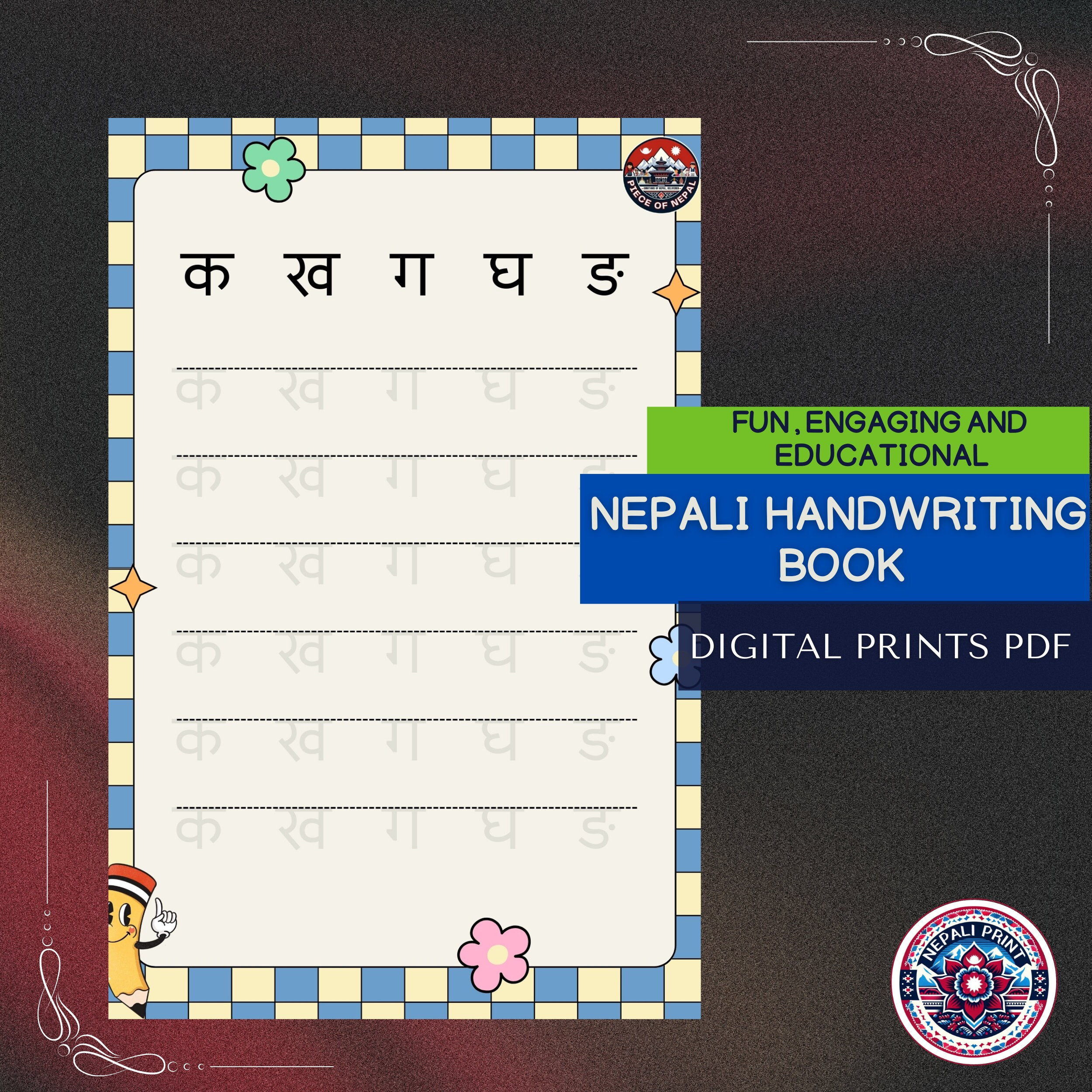 Printable Nepali Alphabet Handwriting Practice: Kids Learning (digital ...
