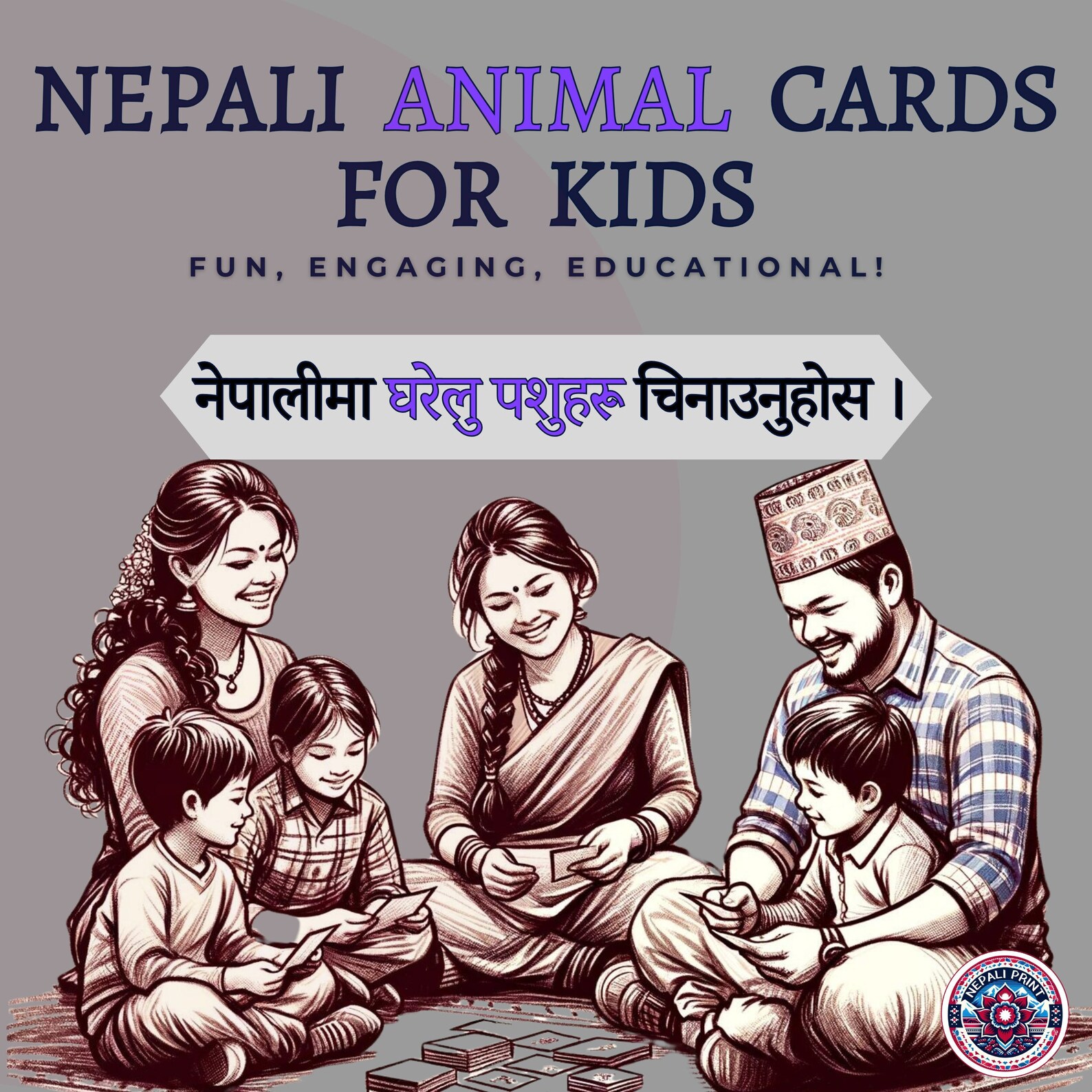 Nepali Domestic Animal Flashcard for Kids, Digital Download ...