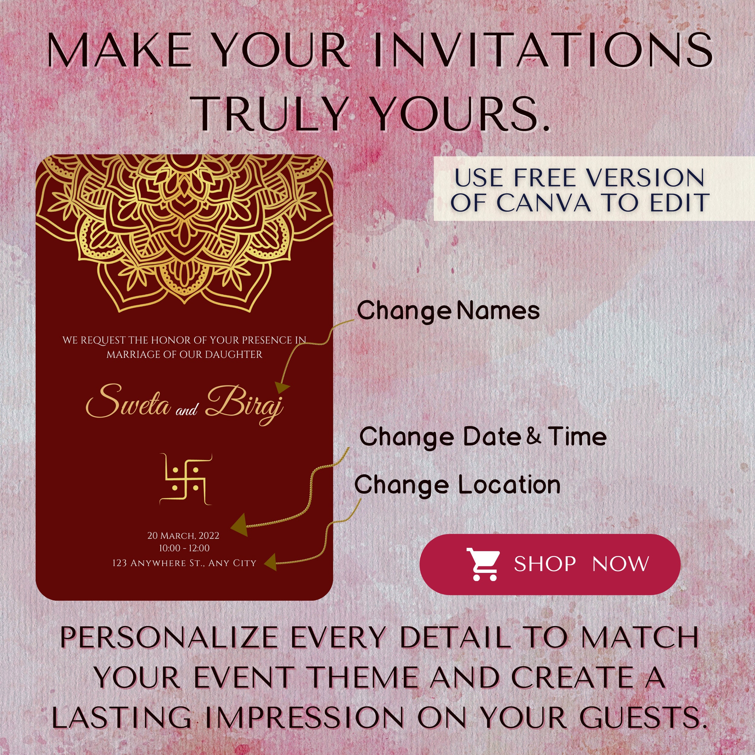 Nepali Wedding Invitation Card: Customizable Digital Design - Etsy