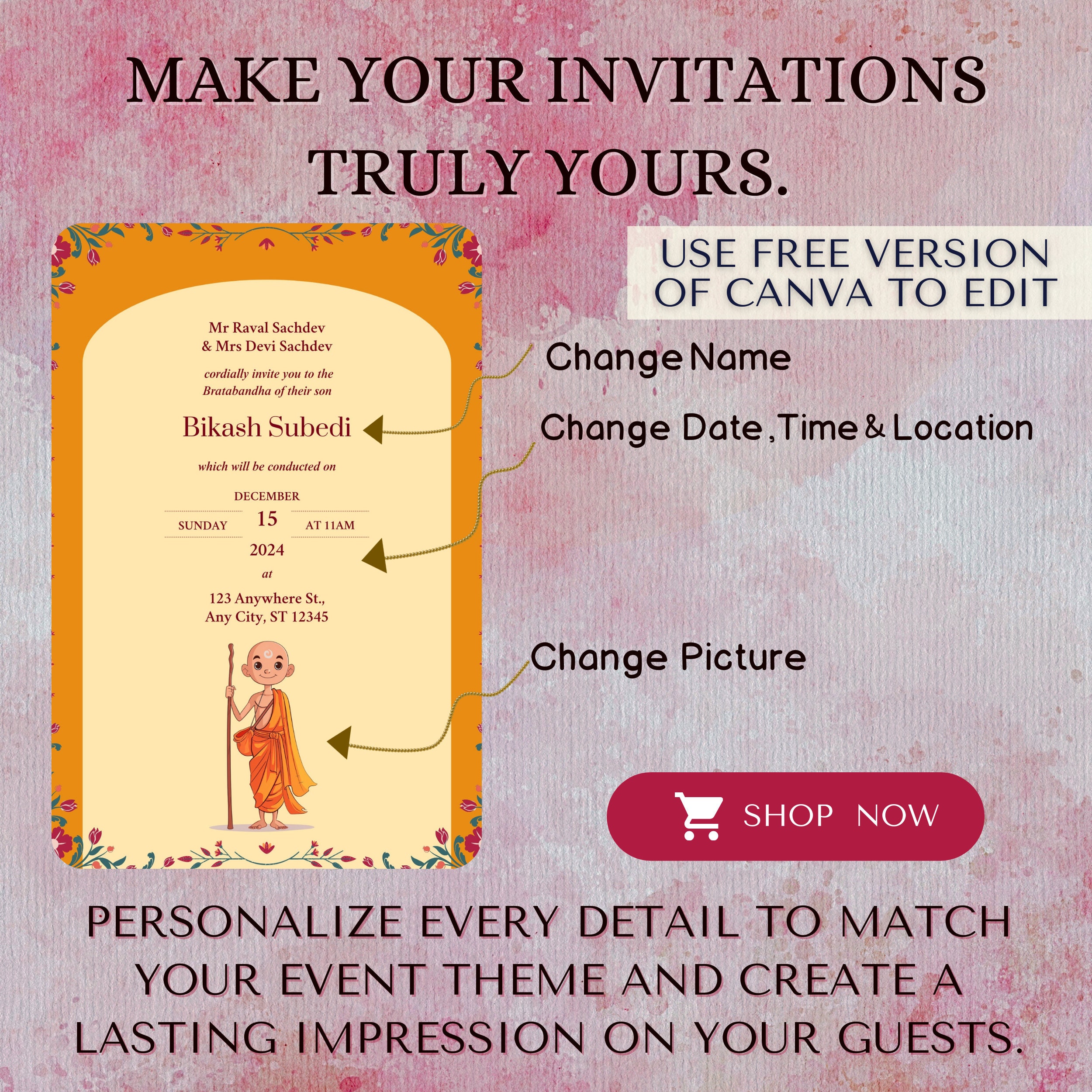 Nepali Bratabandha Invitation Card: Traditional Design (digital) - Etsy