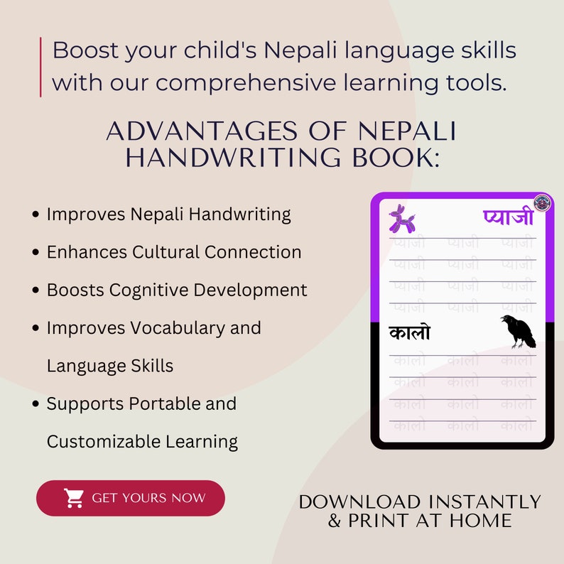 Printable Nepali Color Handwriting Practice Book: Kids Language ...