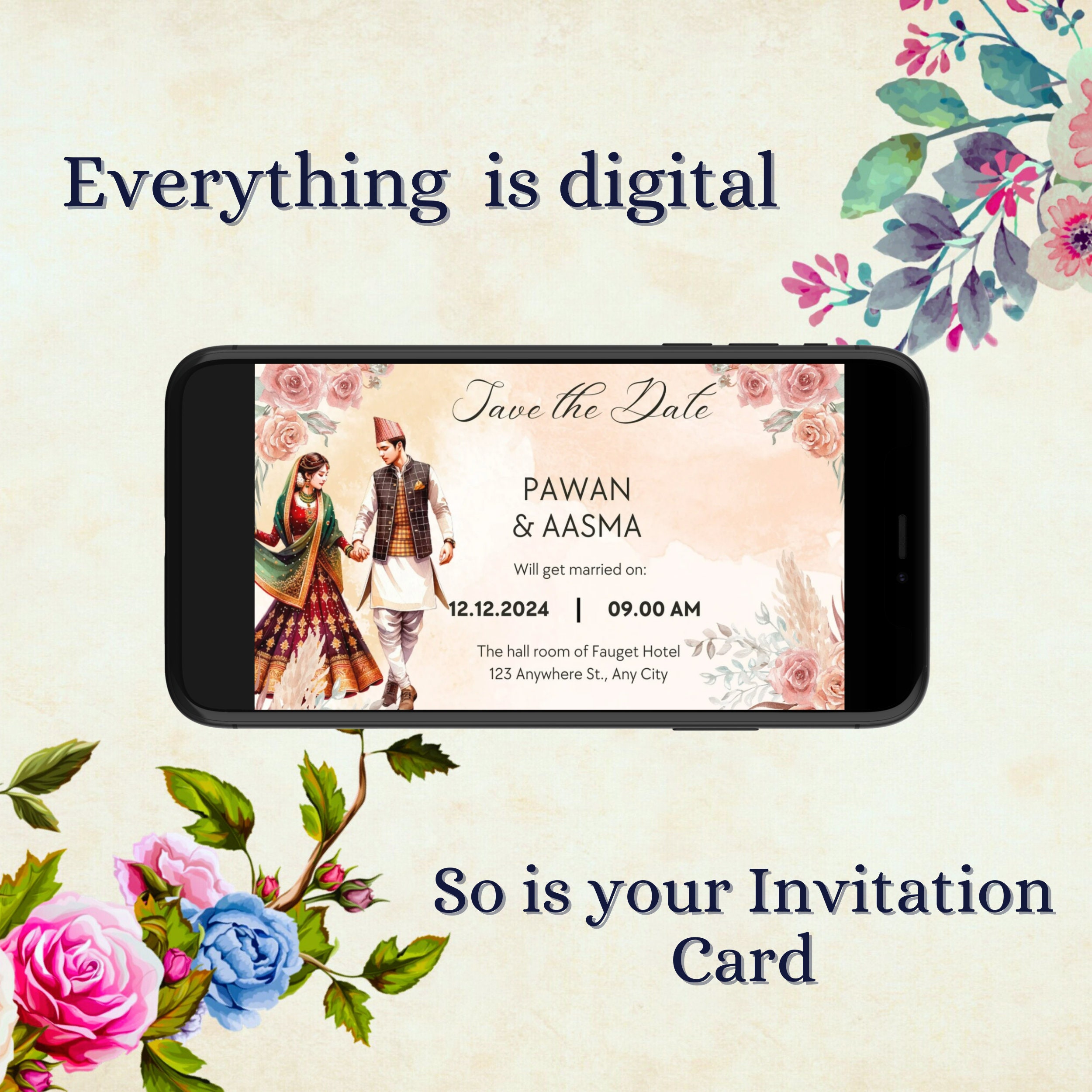 Nepali Wedding Invitation Card: Customizable Digital Design - Etsy