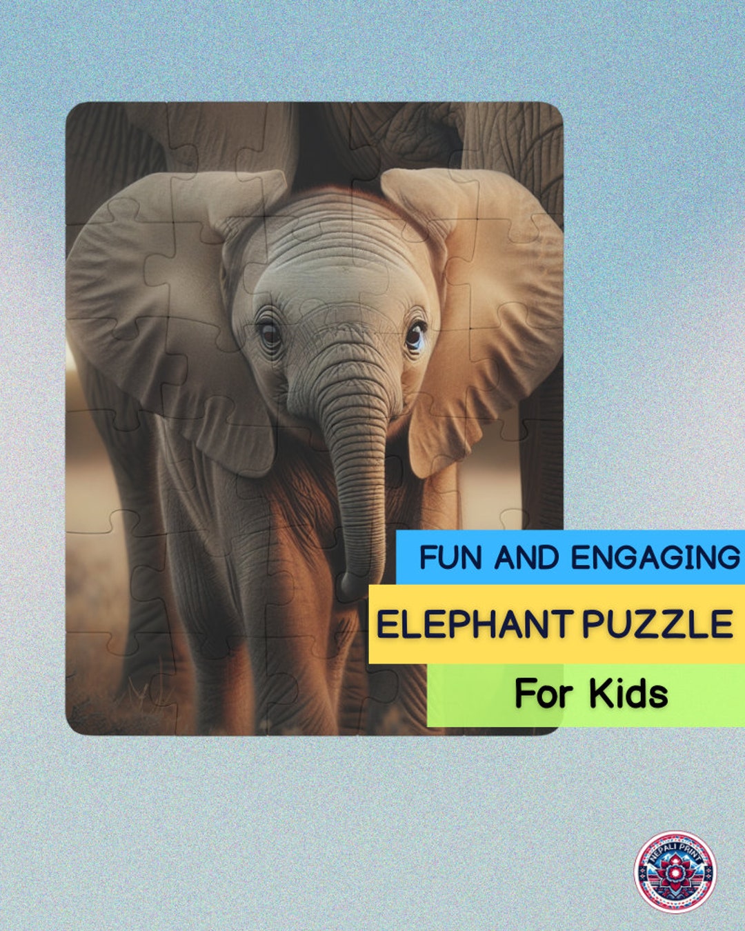 Elephant Puzzle for Kids: 30-piece Laminated Chipboard - Etsy