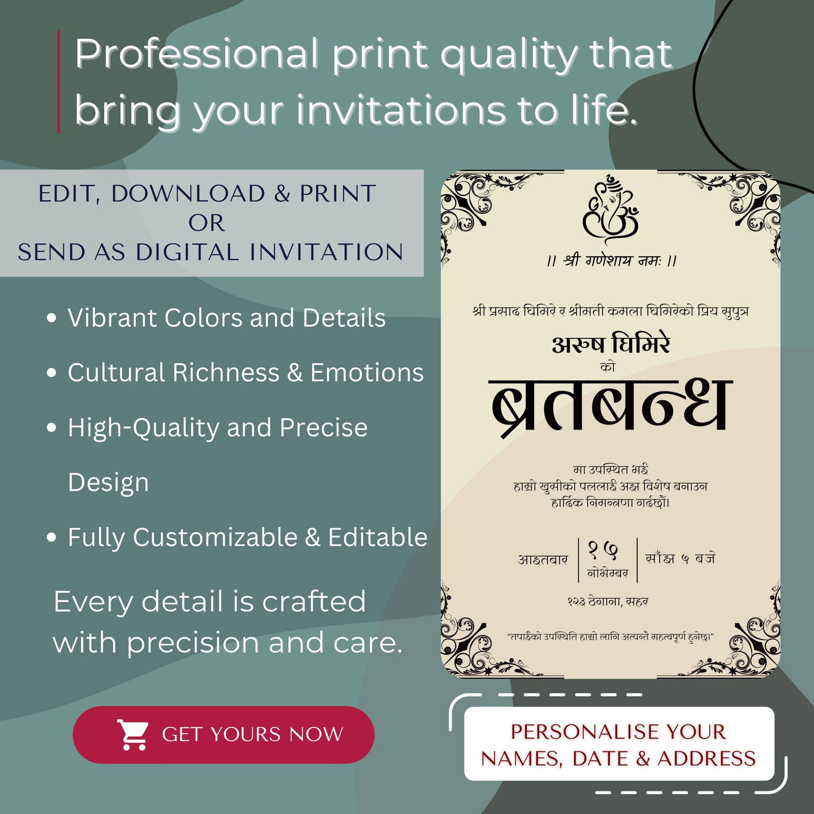 Nepali Bratabandha Invitation Card: Traditional Digital Design (digital ...