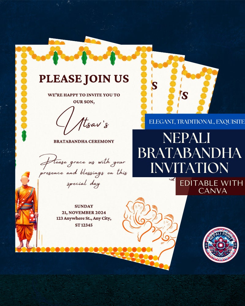 Nepali Bratabandha Invitation Card: Traditional Ceremony (digital) - Etsy