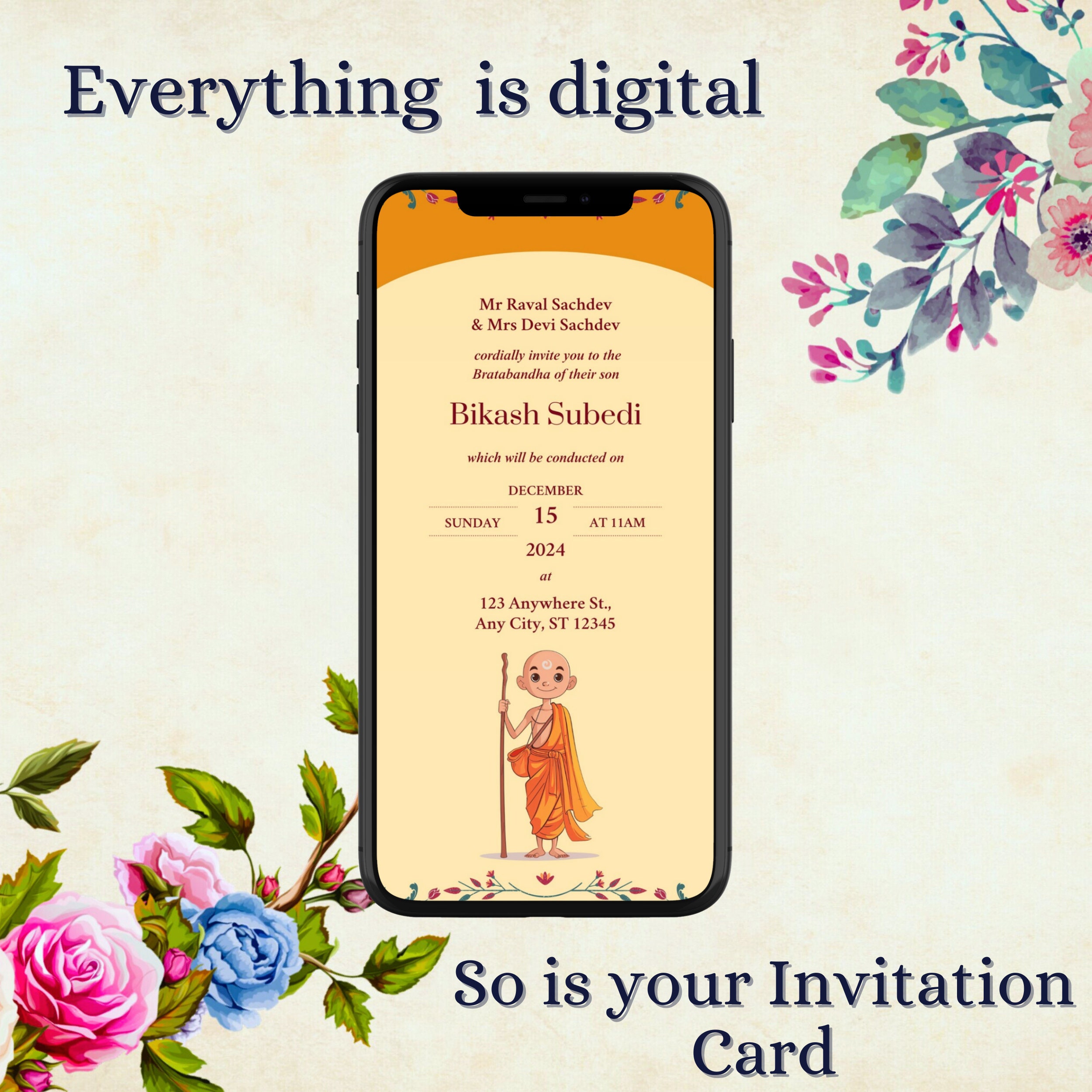 Nepali Bratabandha Invitation Card: Traditional Design (digital) - Etsy