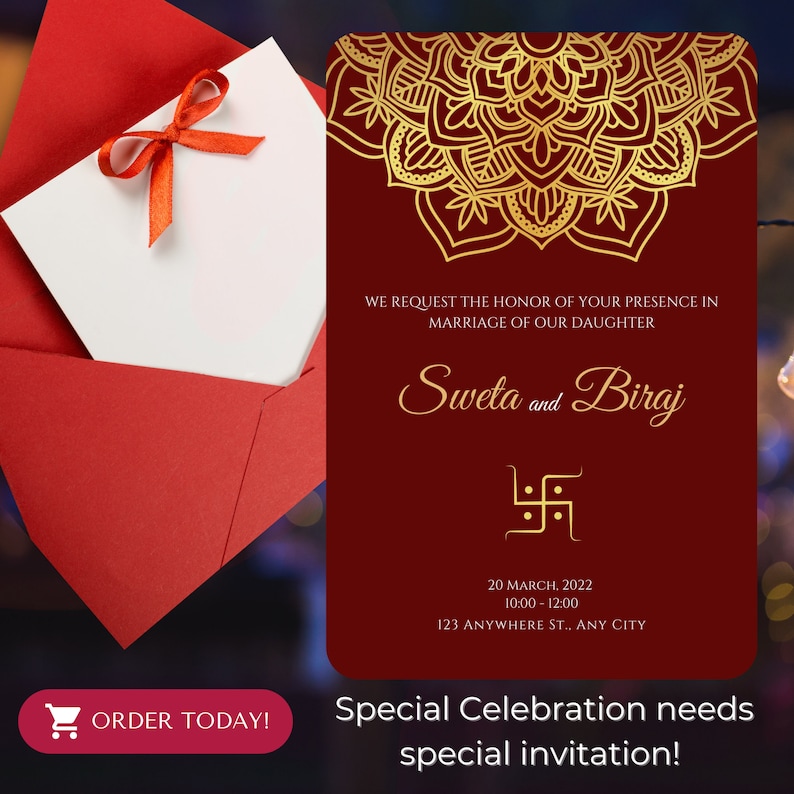 Nepali Wedding Invitation Card: Customizable Digital Design - Etsy