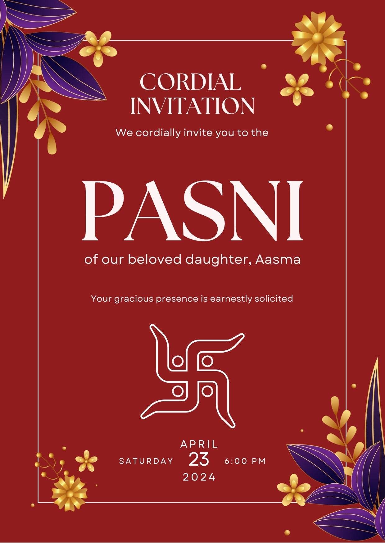 Nepali and English Pasni Invitation Card, Customizable Design ...