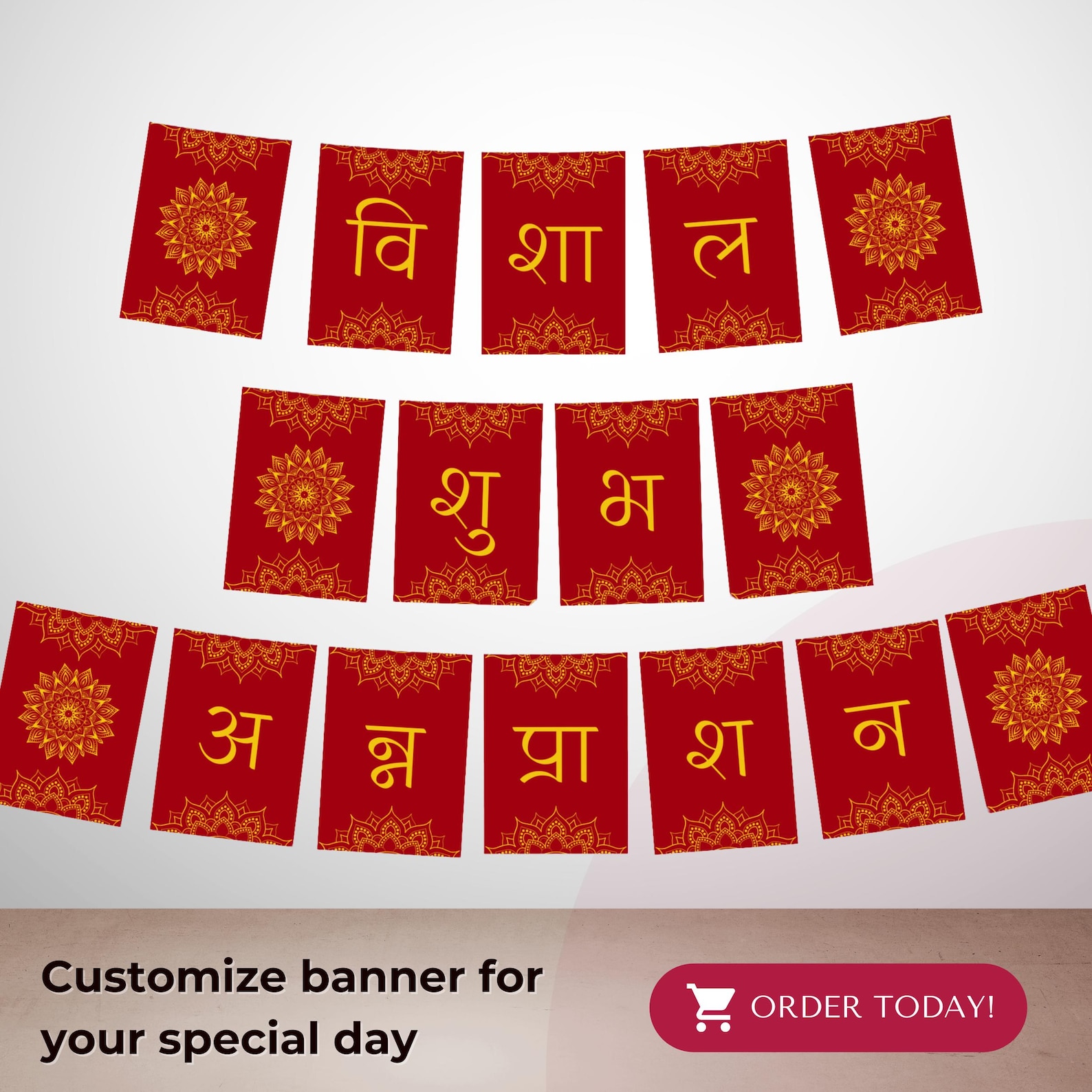 Nepali Annaprashan Banner: Red & Gold Mandala Design (digital Download ...