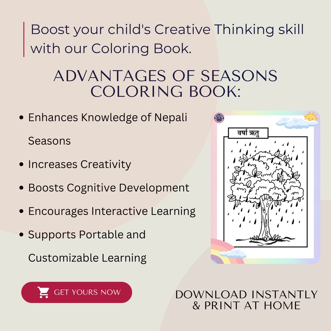 Printable Nepali Seasons Coloring Book, Kids Learning, Coloring Pages ...