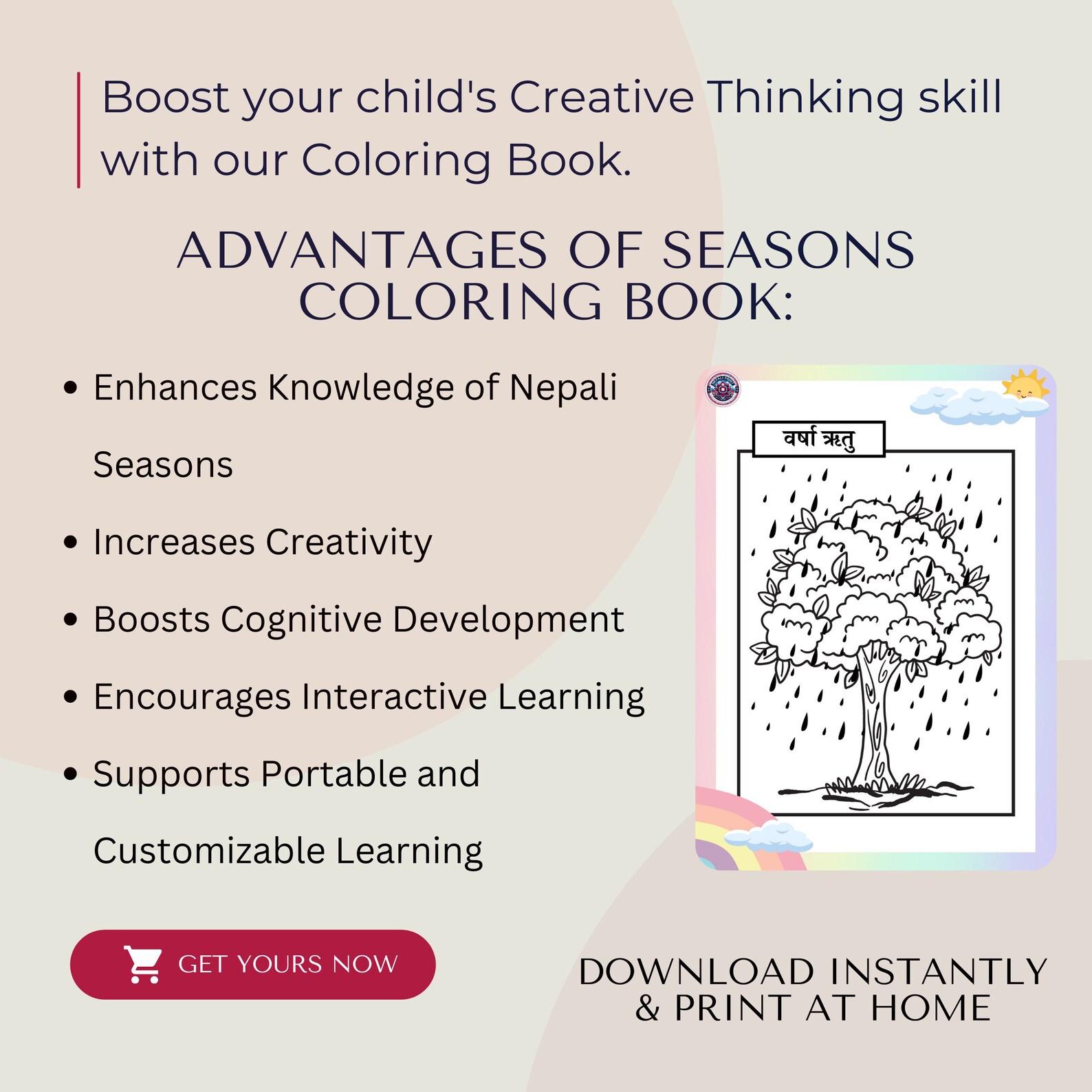 Printable Nepali Seasons Coloring Book: Kids Learning (digital Download ...