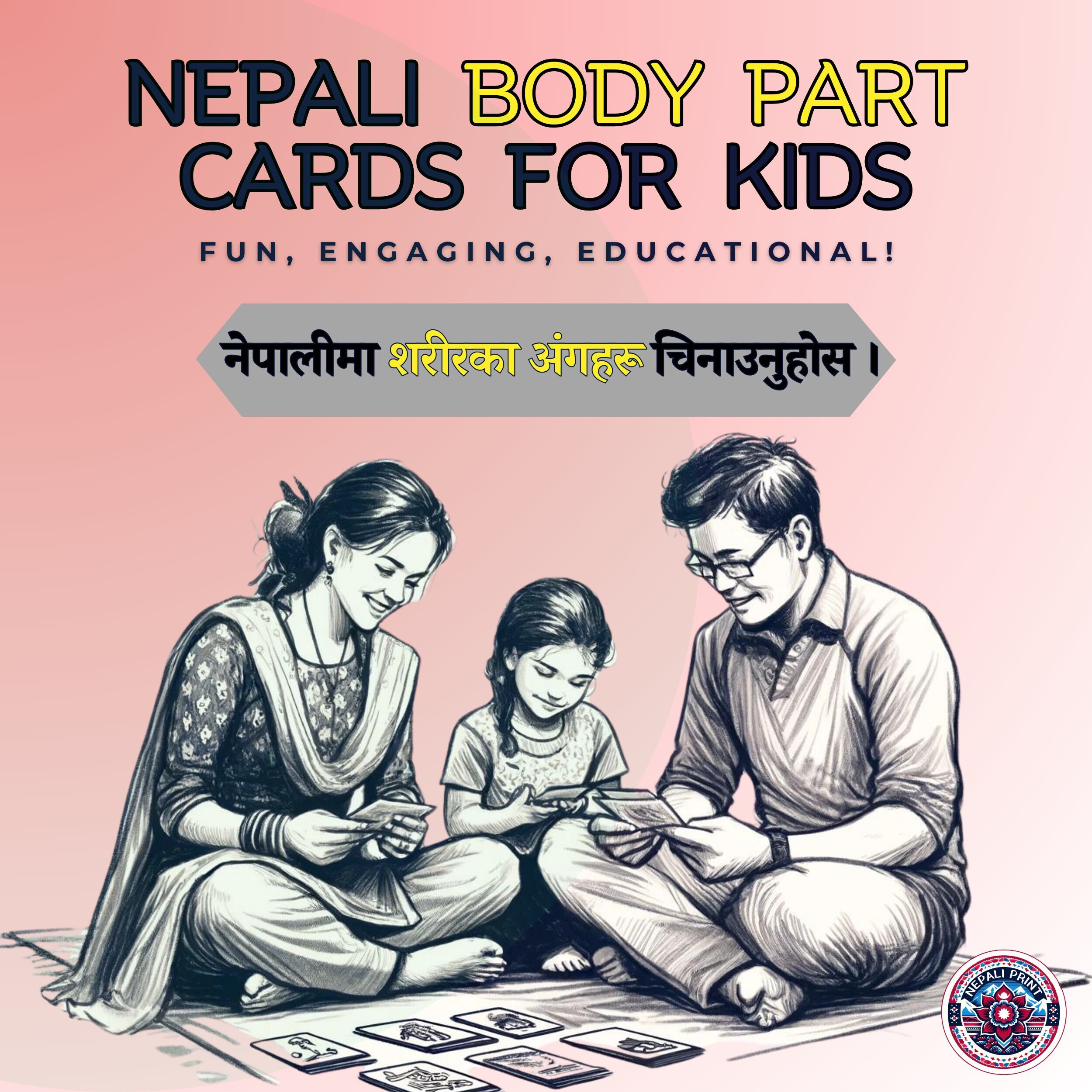 Printable Nepali Kids' Body Parts Card, Educational and Cultural ...