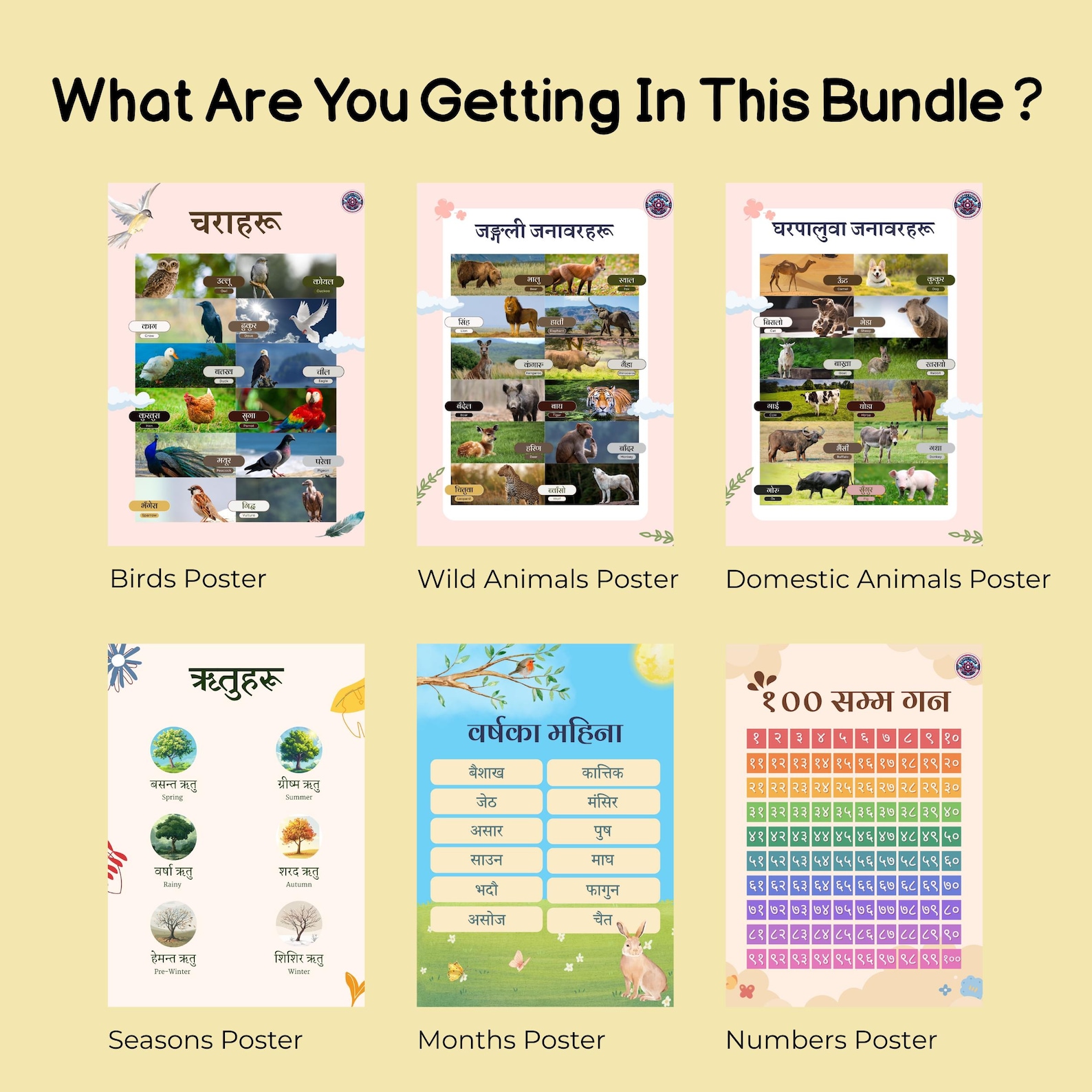 Nepali Kids Learning Posters Bundle: Homeschool Printable (digital ...