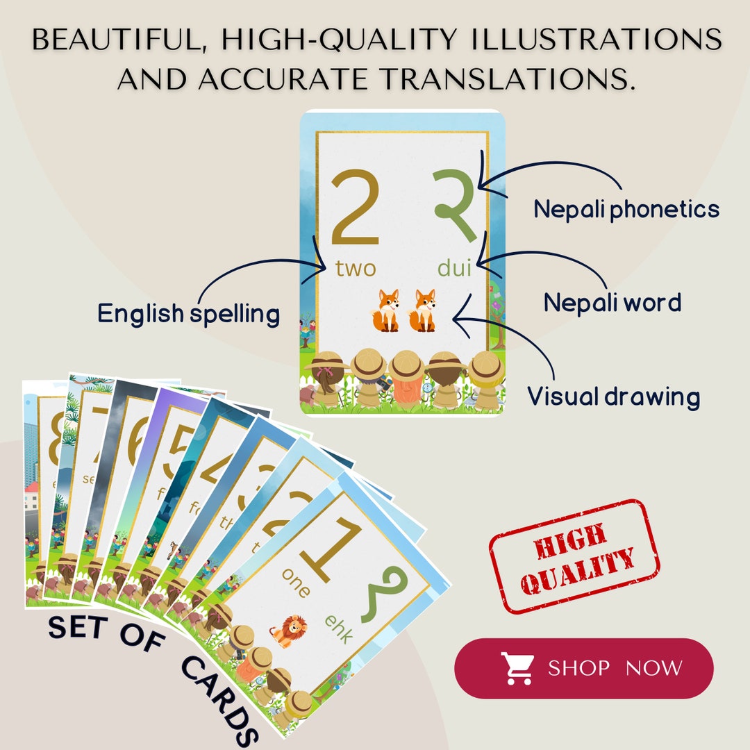 Nepali Number Flashcard for Kids, Digital Download, Educational ...