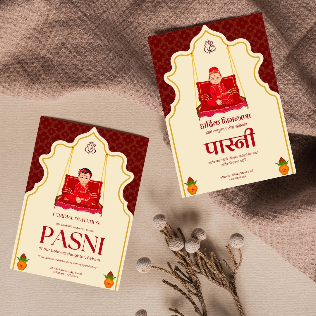 Custom Nepali & English Pasni Invitation Card - Personalized ...