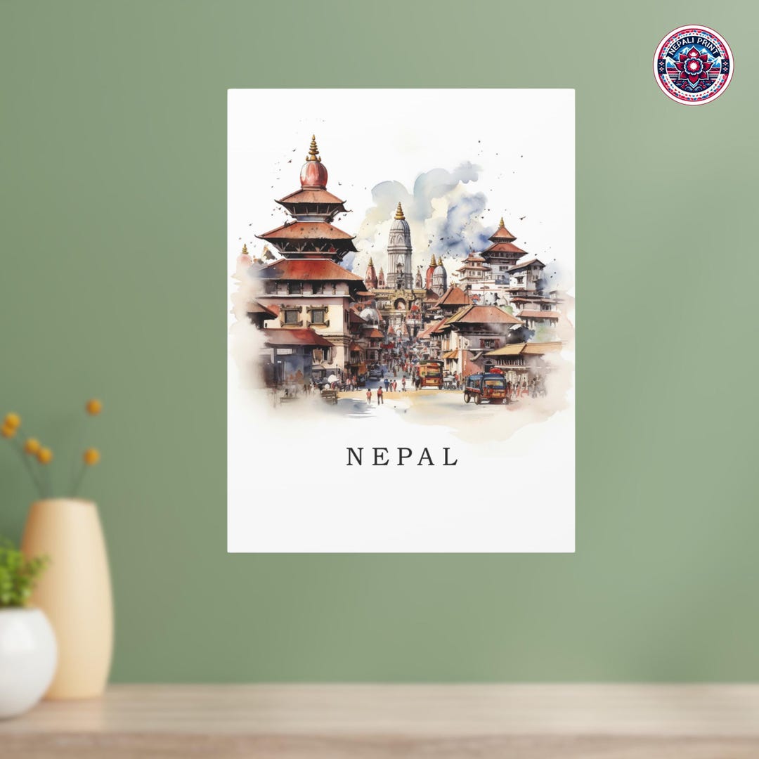 Nepal Street Scene Watercolor Canvas: Nepali Heritage Art - Etsy