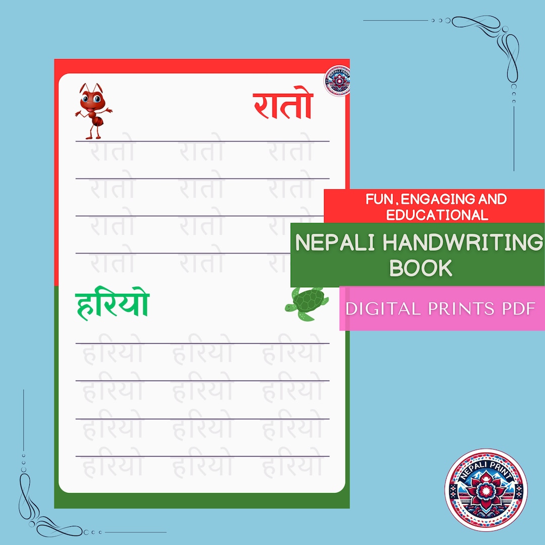 Printable Nepali Color Handwriting Practice Book: Kids Language ...