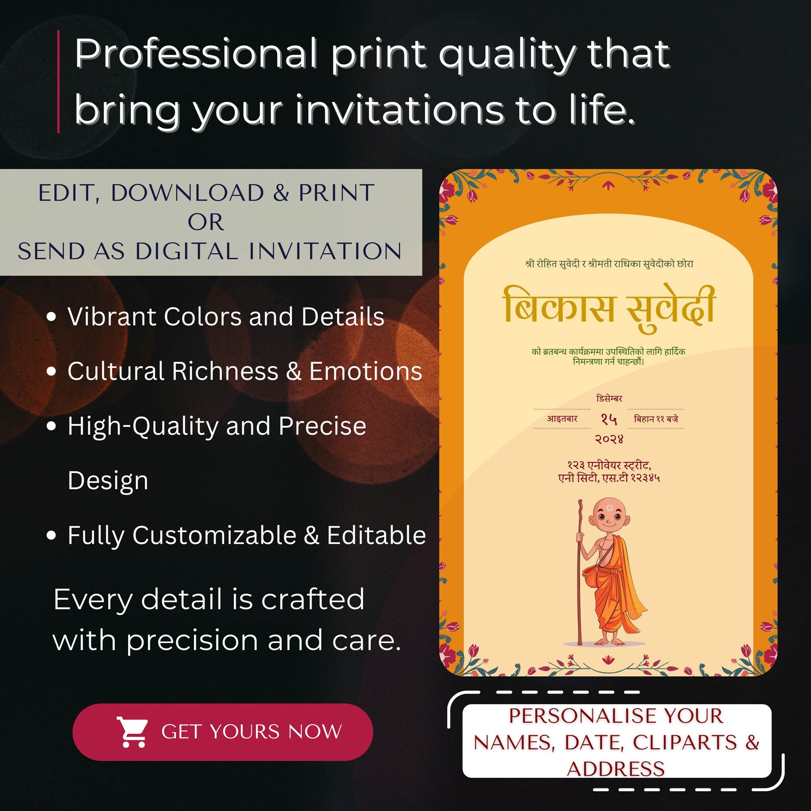 Nepali Bratabandha Invitation Card: Traditional Design (digital) - Etsy
