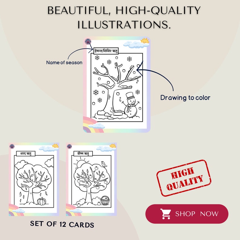 Printable Nepali Seasons Coloring Book: Kids Learning (digital Download ...