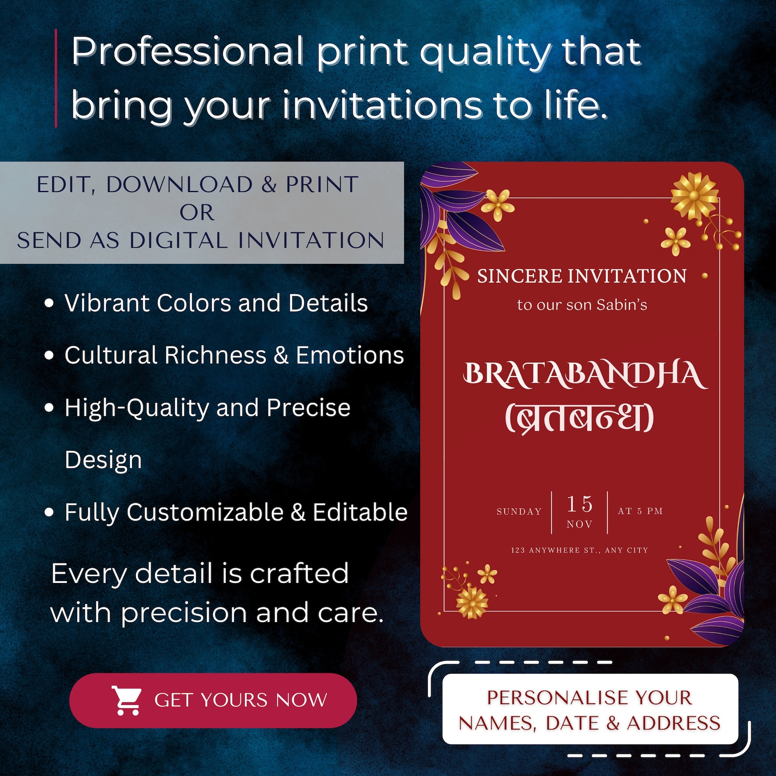 Nepali Bratabandha Invitation Card: Elegant Digital Design - Etsy