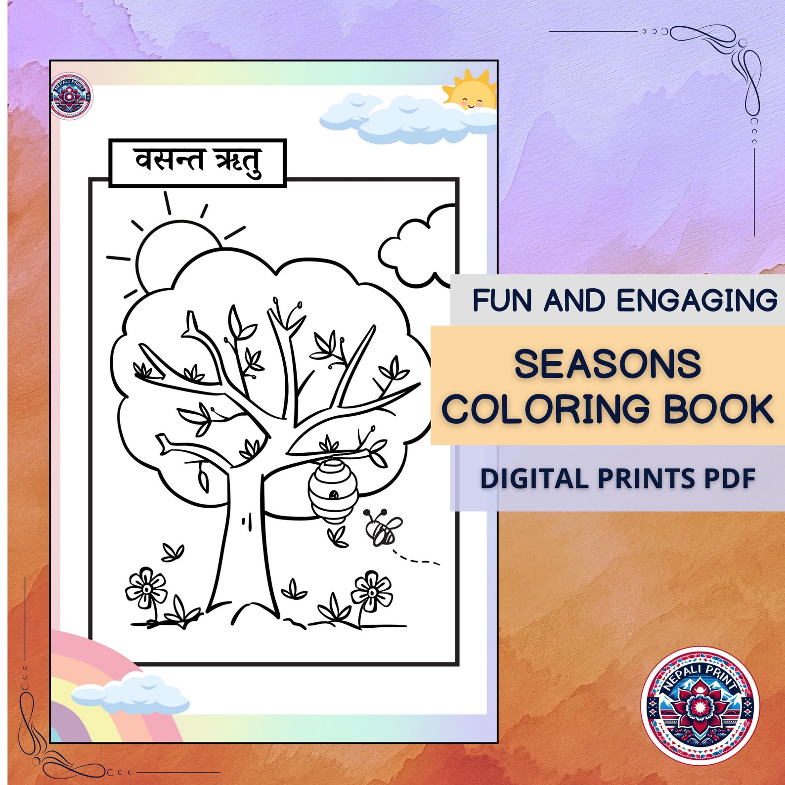 Printable Nepali Seasons Coloring Book: Kids Learning (digital Download ...