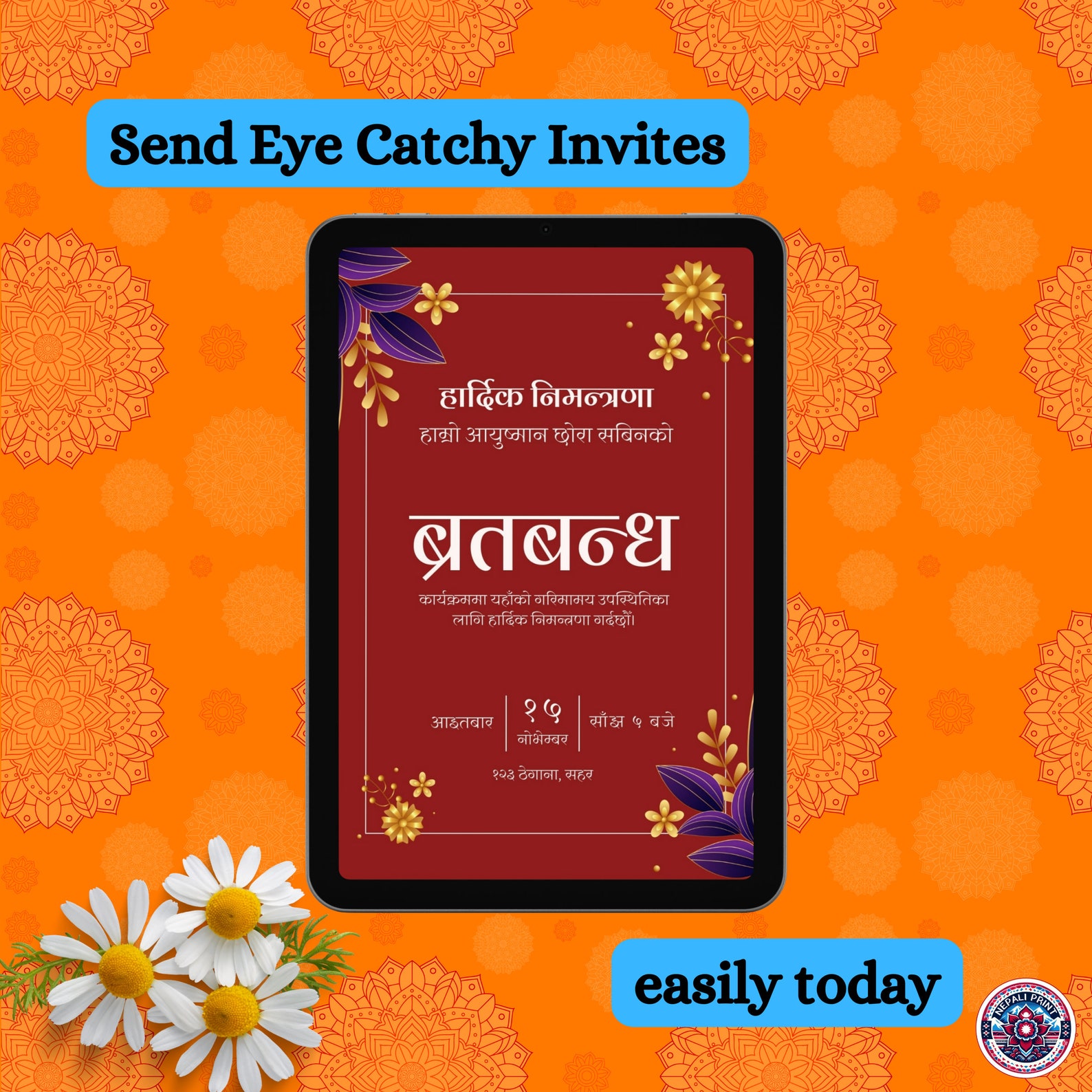 Nepali Bratabandha Invitation Card: Elegant Digital Design - Etsy