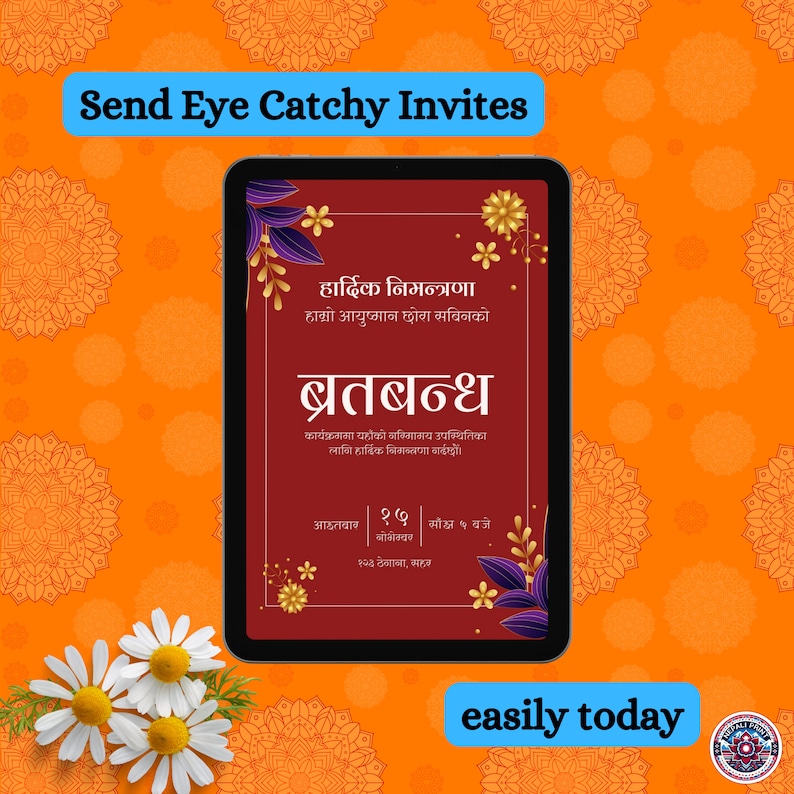 Nepali Bratabandha Invitation Card: Elegant Digital Design - Etsy