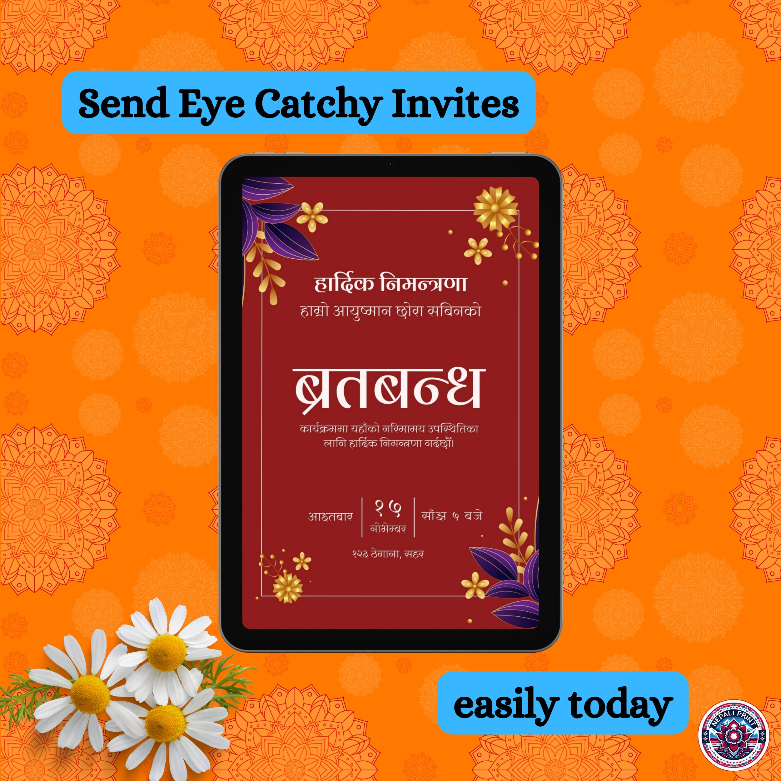 Nepali Bratabandha Invitation Card: Elegant Digital Design - Etsy