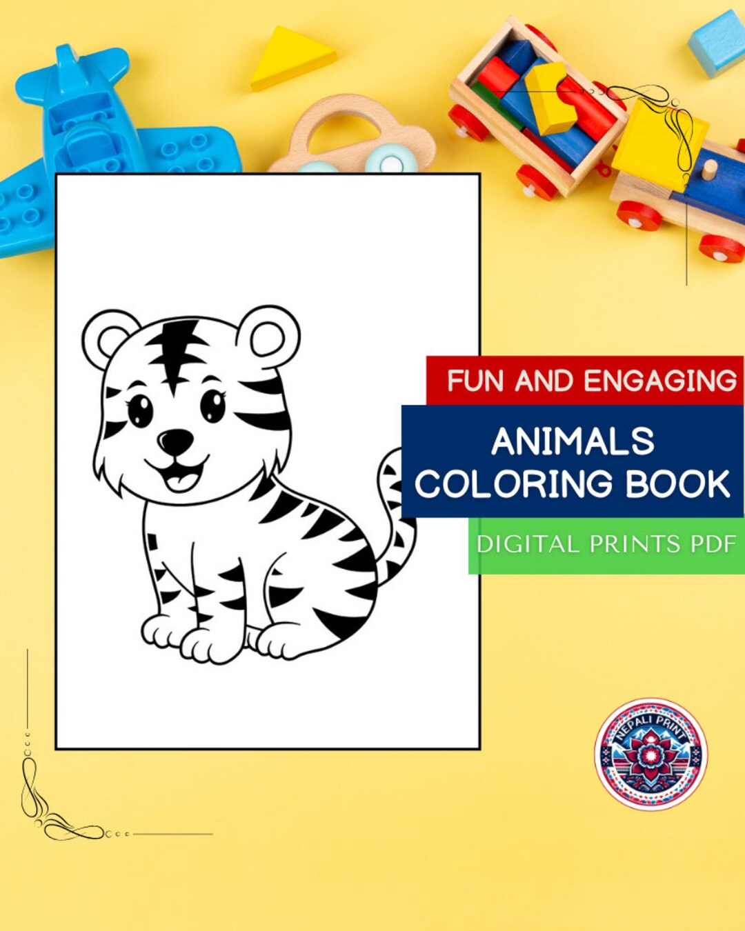 Printable Animal Coloring Book: Kids Learning Activity (digital ...