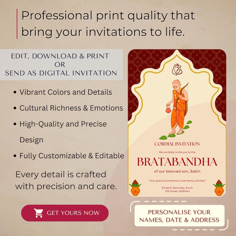 Nepali and English Bratabandha Invitation Card, Digital Invitation Card ...
