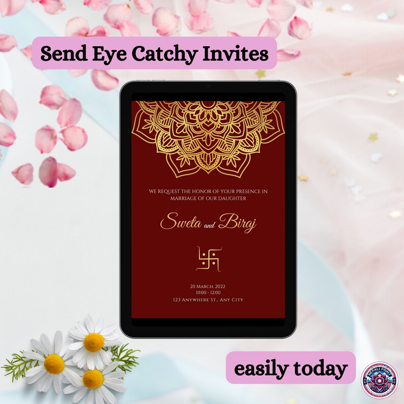 Nepali Wedding Invitation Card: Customizable Digital Design - Etsy