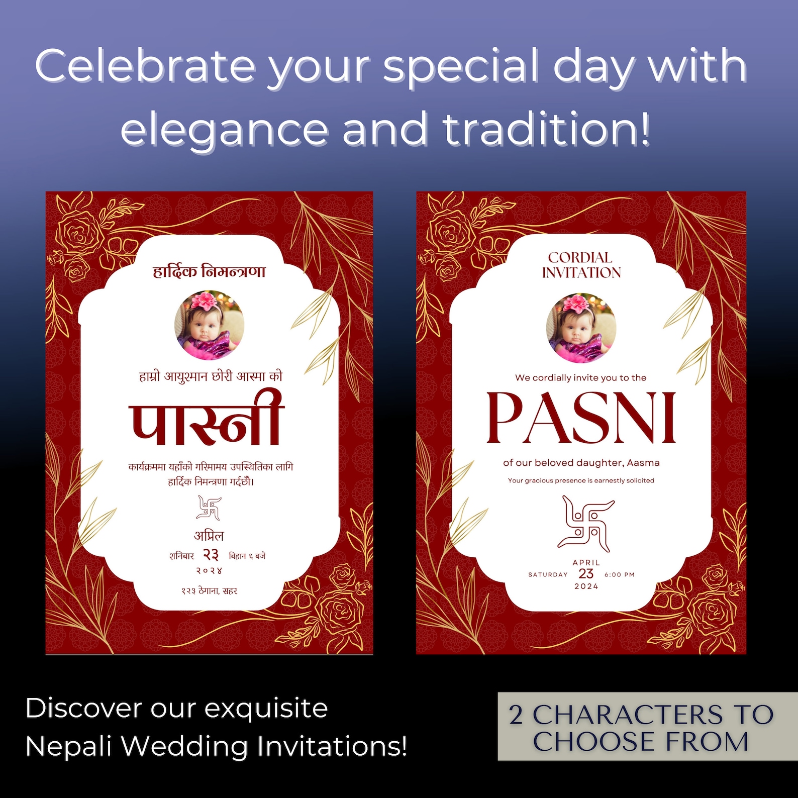 Custom Nepali Pasni Invitation: Traditional Rice Feeding Ceremony ...