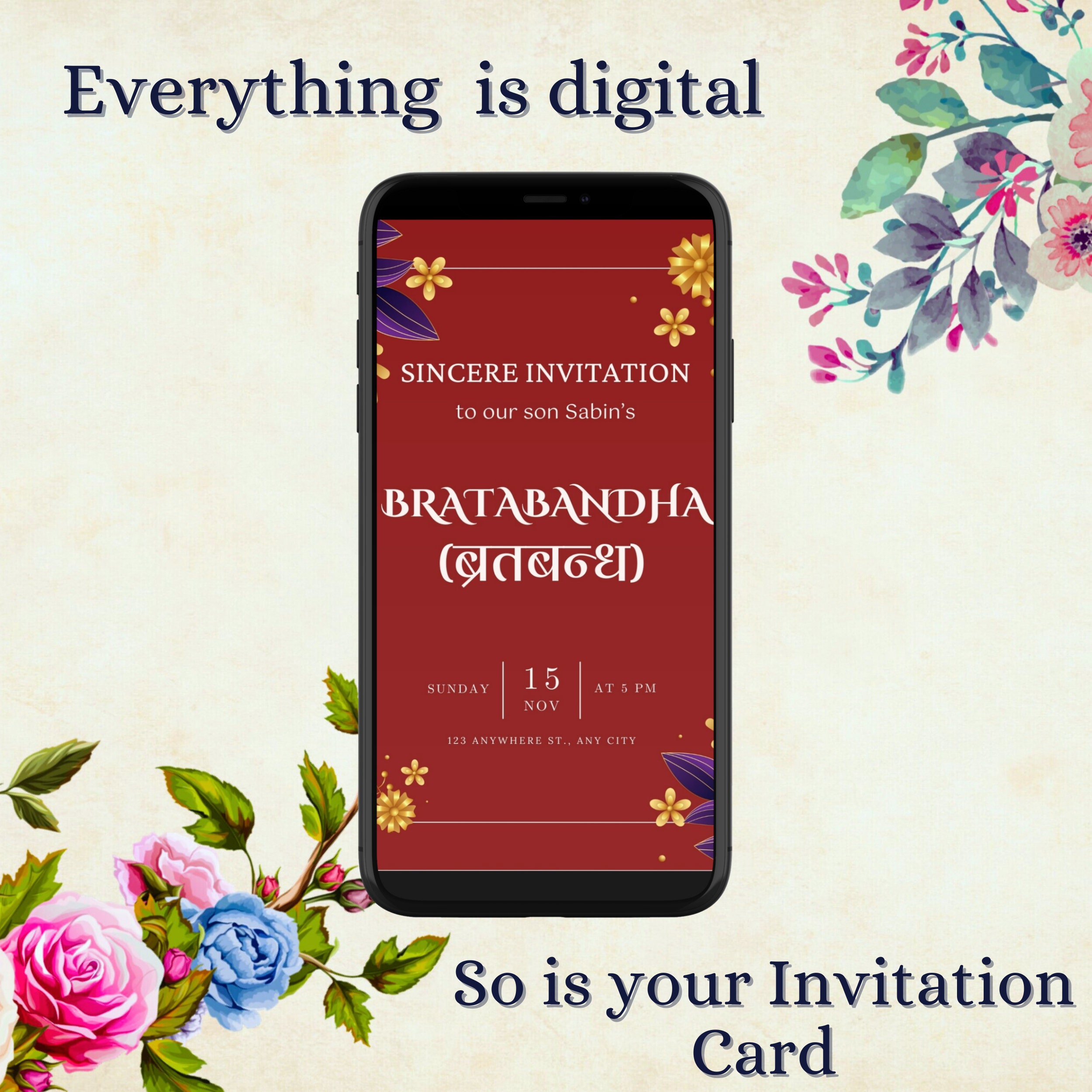 Nepali Bratabandha Invitation Card: Elegant Digital Design - Etsy