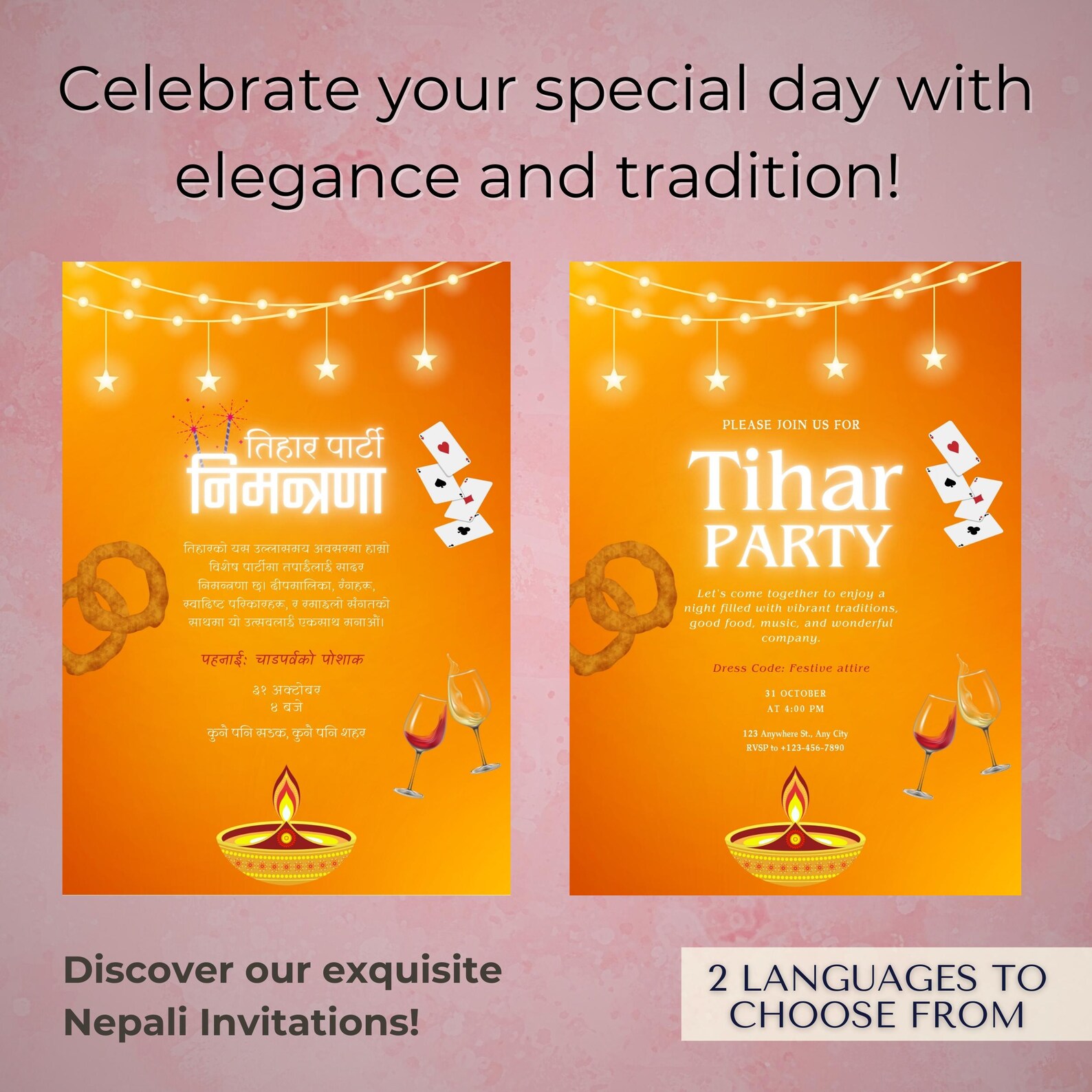 Digital Tihar Party Invitation Card: Festive Diwali Celebration - Etsy
