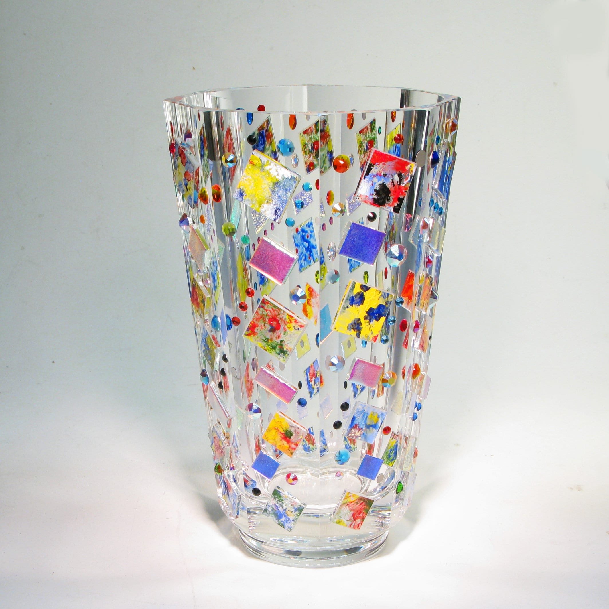 New Crystal Vase carousel With Dichroic, Enameled Glass and Swarovski ...