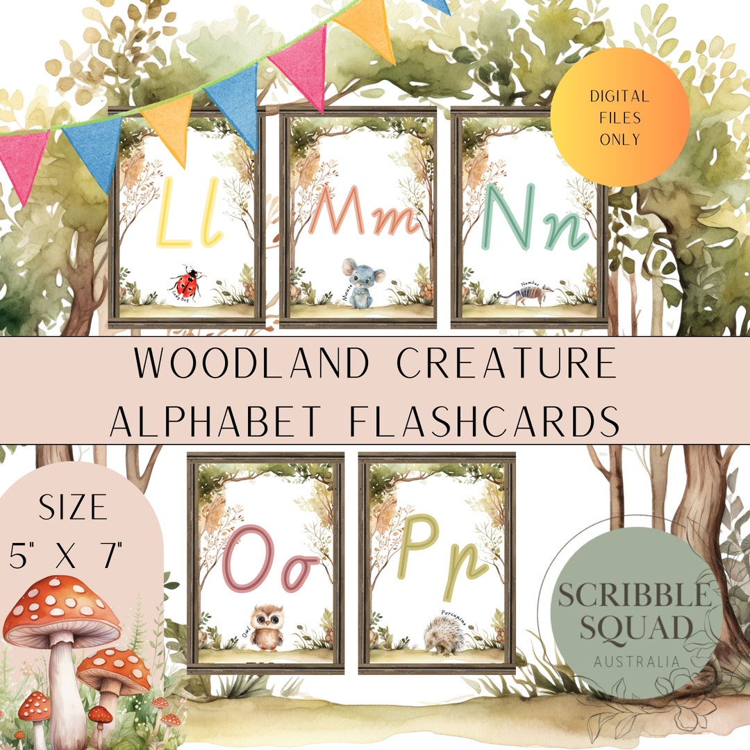 Woodland Animal Alphabet Set | ABC Cards | A to Z | Toddler Preschool ...