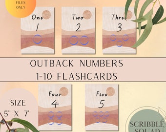 Boho Number Word Form Flashcards Educational 1-20 Cards Learning Games ...